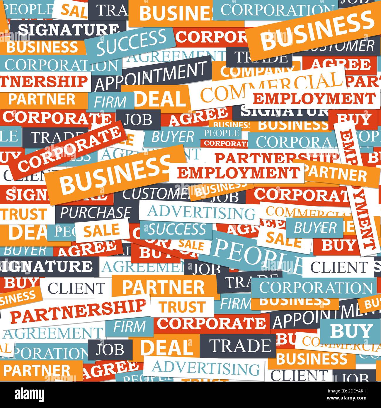 Seamless pattern, which is composed of words on business themes ...