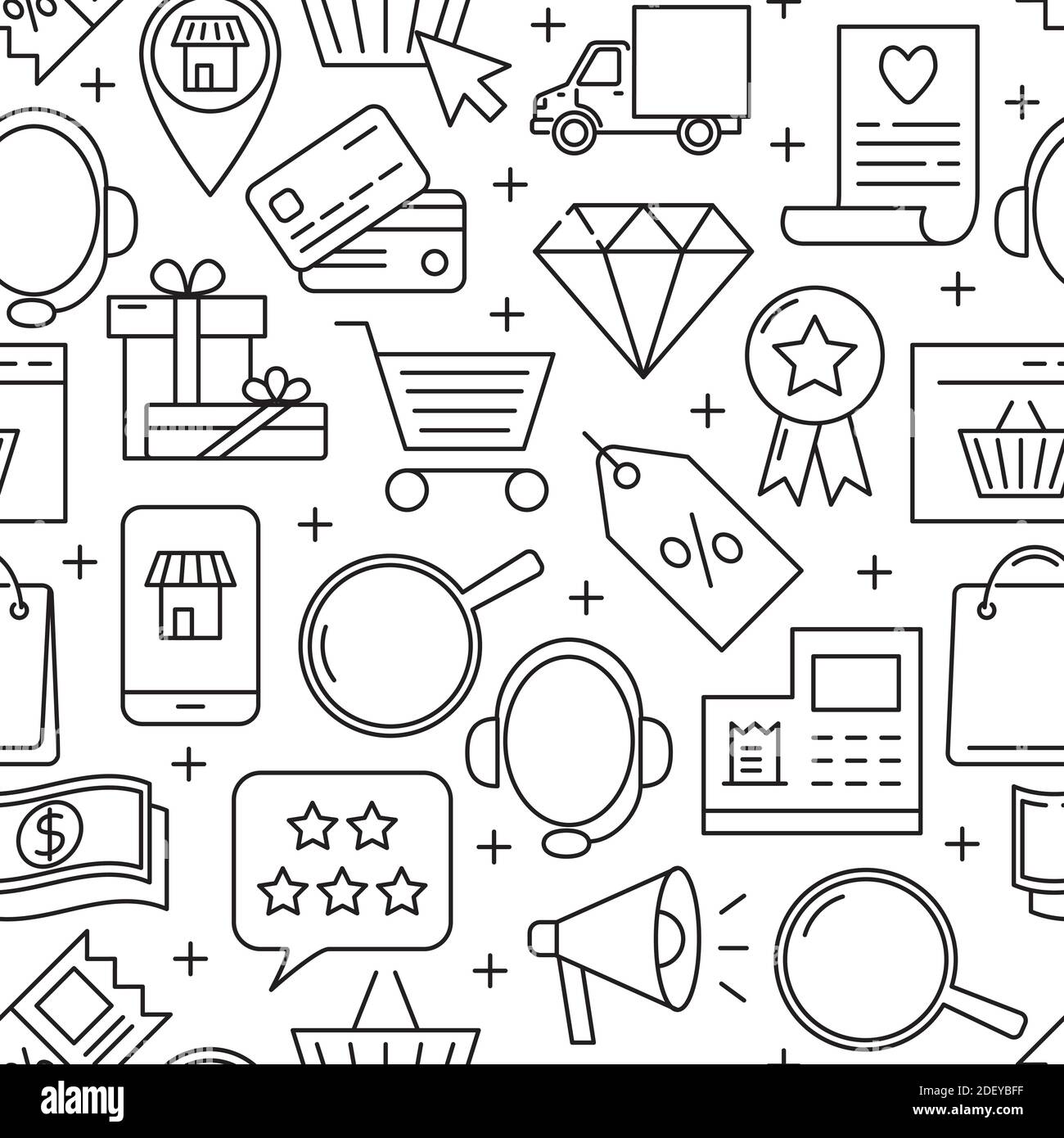 Internet shopping seamless pattern in line style. Repeatable backgound ...