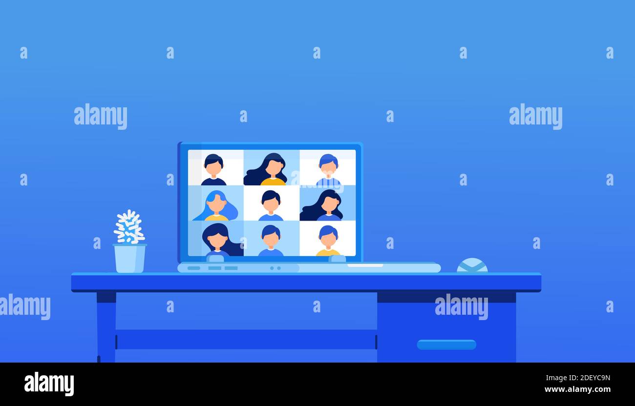 Video conference concept. Online meeting work form home. Online Class ...