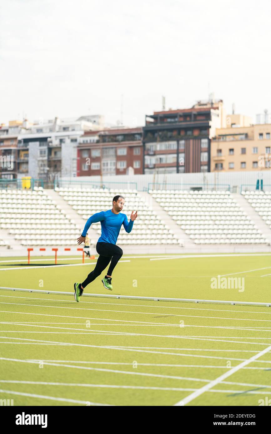 Stock photo of african american male athlete practicing in athletic ...