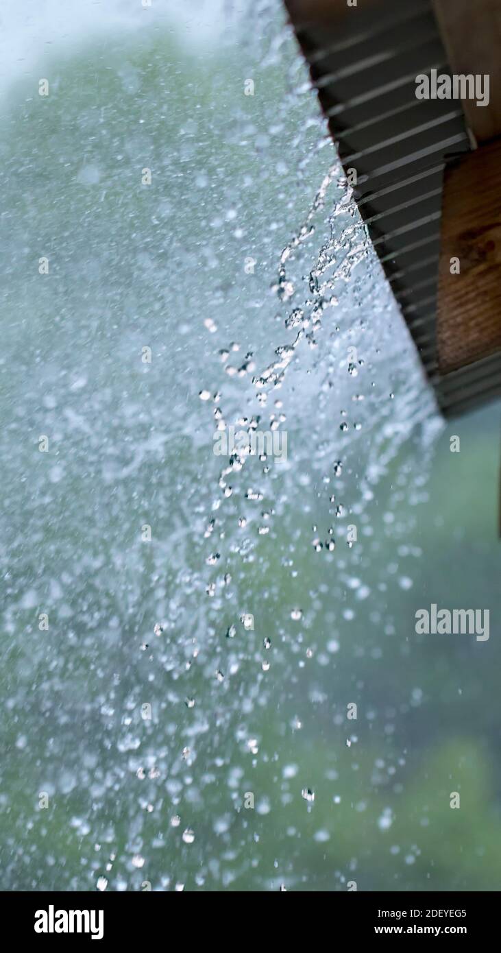 Rain drops fall continuously with blur green nature background Stock ...