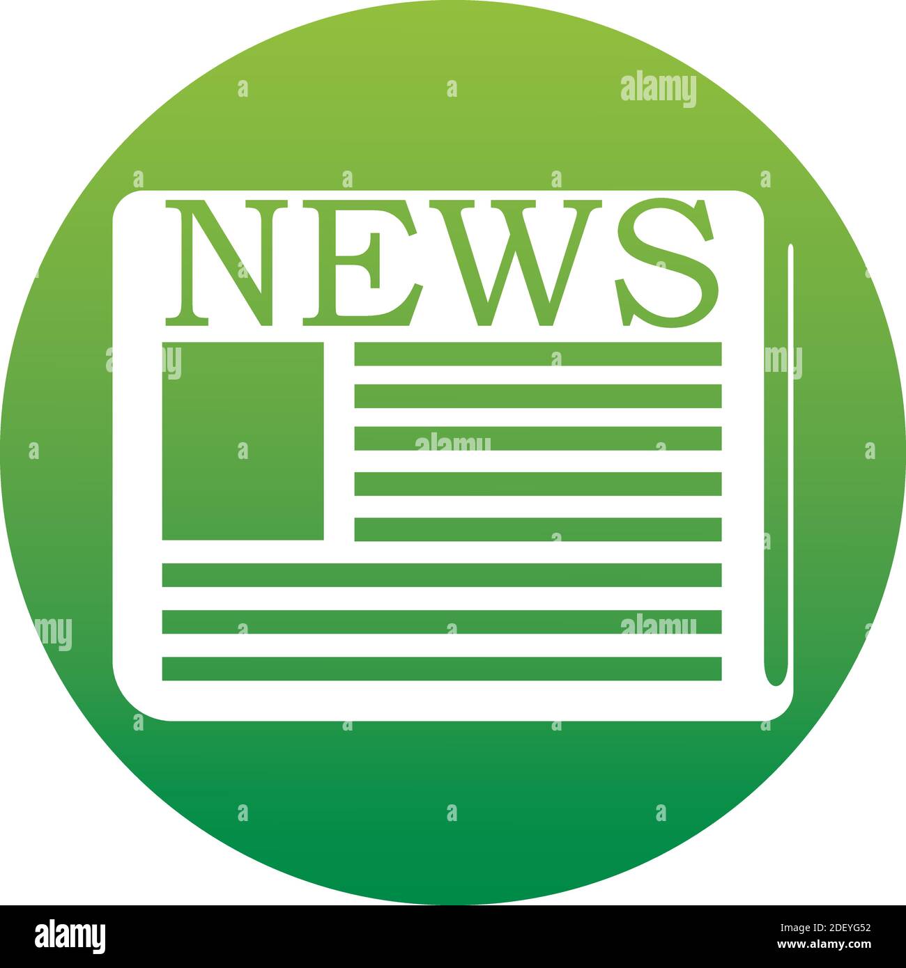 Newspaper in green gradient circle icon on white . Vector illustration ...