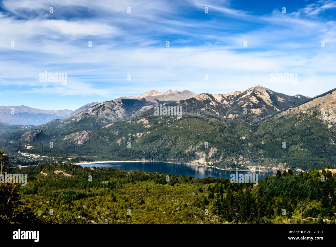 Beautiful landscape from a hill in Bariloche, Argentina on a sunny ...
