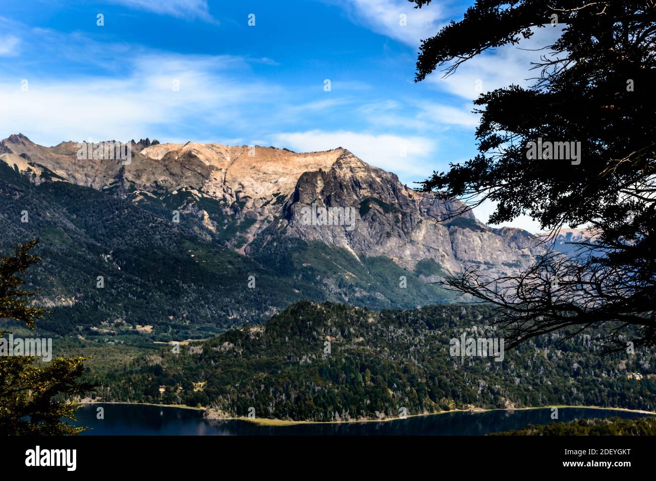 Beautiful landscape from a hill in Bariloche, Argentina on a sunny ...