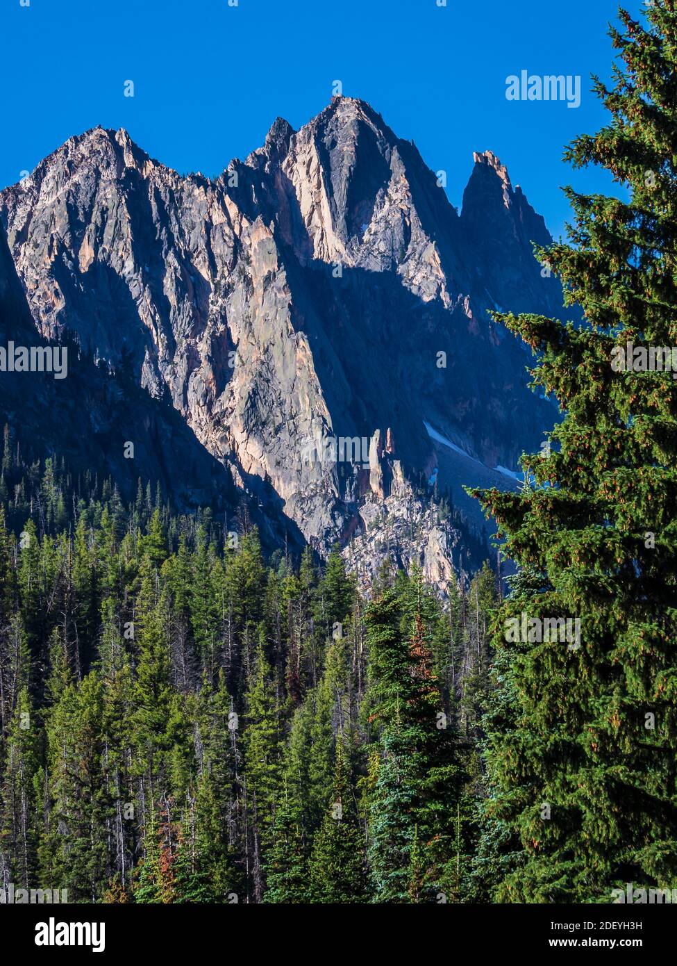 Sawtooth Mountain peaks along the Redfish Lake Creek Trail, Sawtooth ...