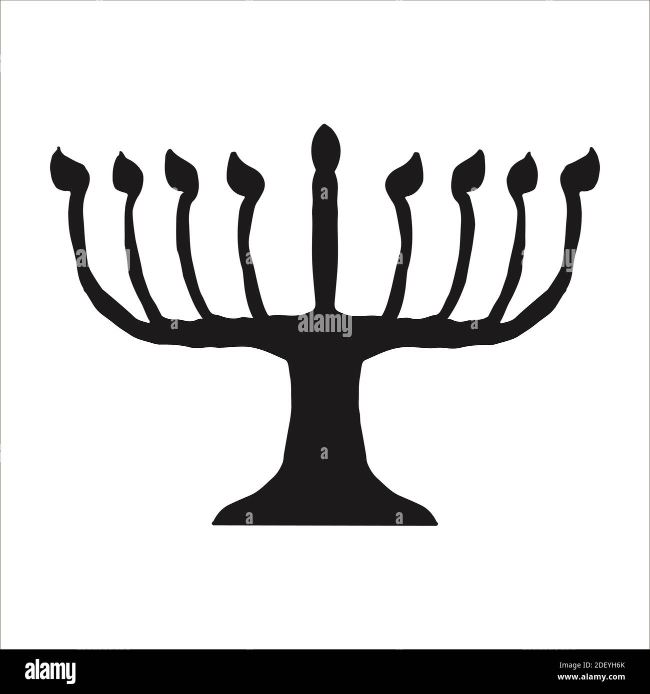 Hanukkiah black silhouette. Jewish holiday of Hanukkah. doodle Hanukkah ...