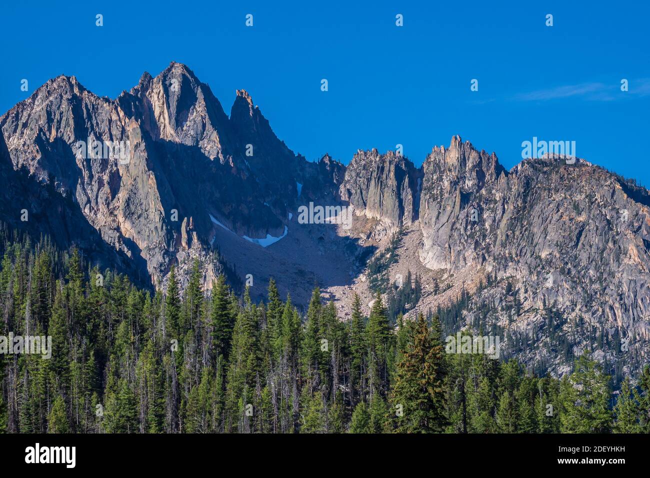 Sawtooth Mountain peaks along the Redfish Lake Creek Trail, Sawtooth ...