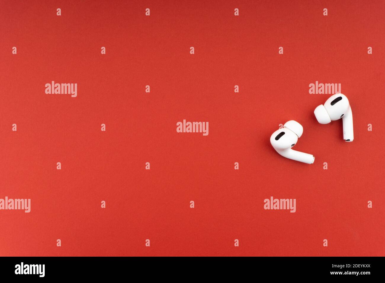 Kuala Lumpur, Malaysia - December 1,2020 : AirPods Pro on red ...