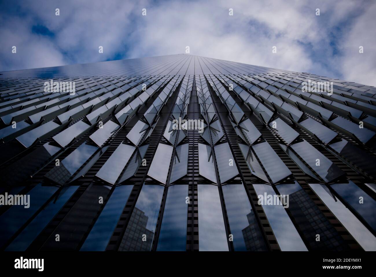 Openned windows are seen in the facade on the One World Trade Center ...