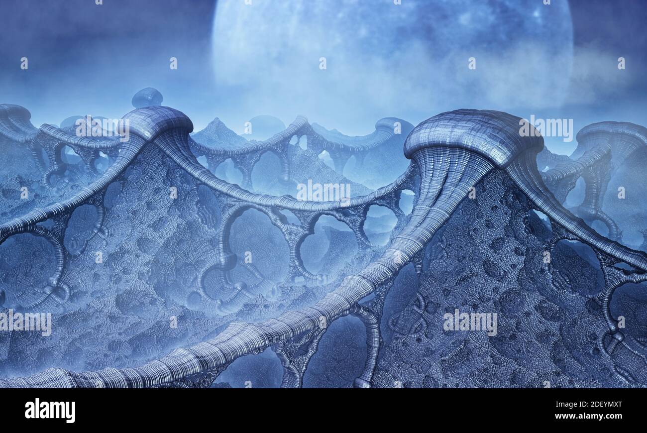 Fantastic 3d image of the surface of another planet with fractal ...