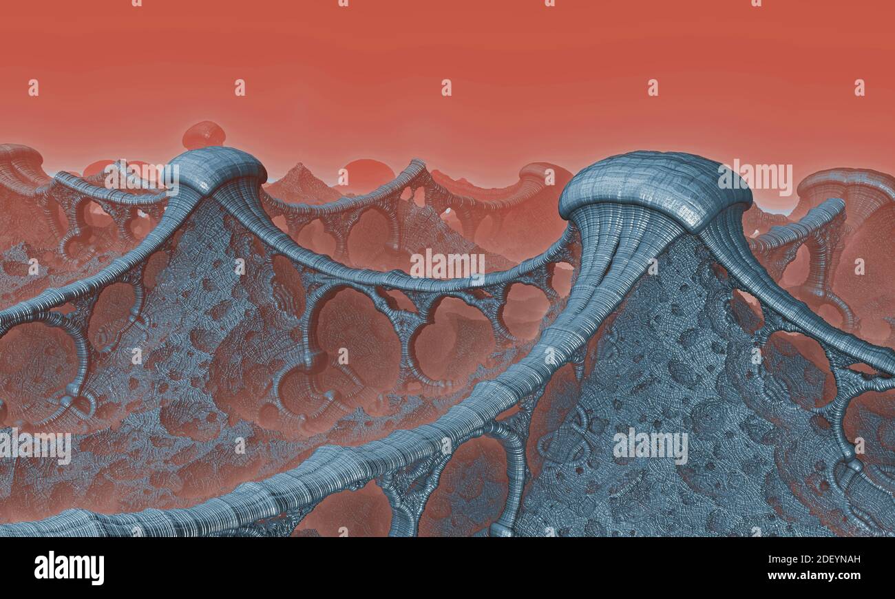 3d illustration, a fantastic landscape of another world, another ...