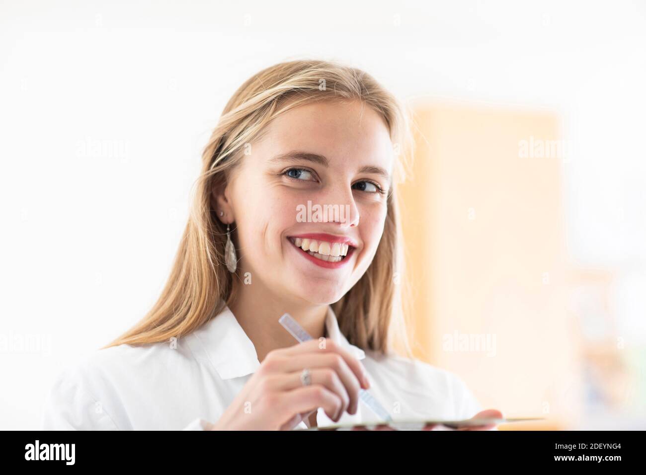 young student learning a technical method Stock Photo - Alamy