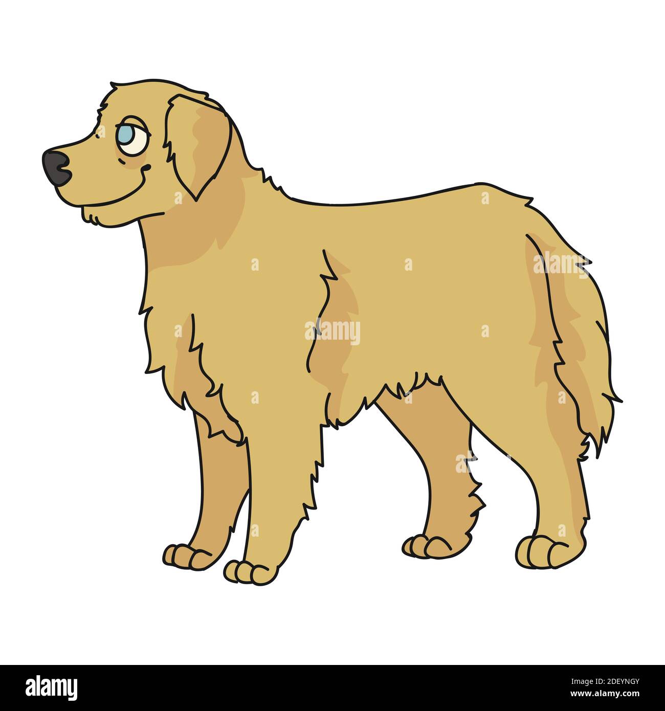 Cute cartoon golden retriever dog breed vector clipart. Pedigree kennel ...