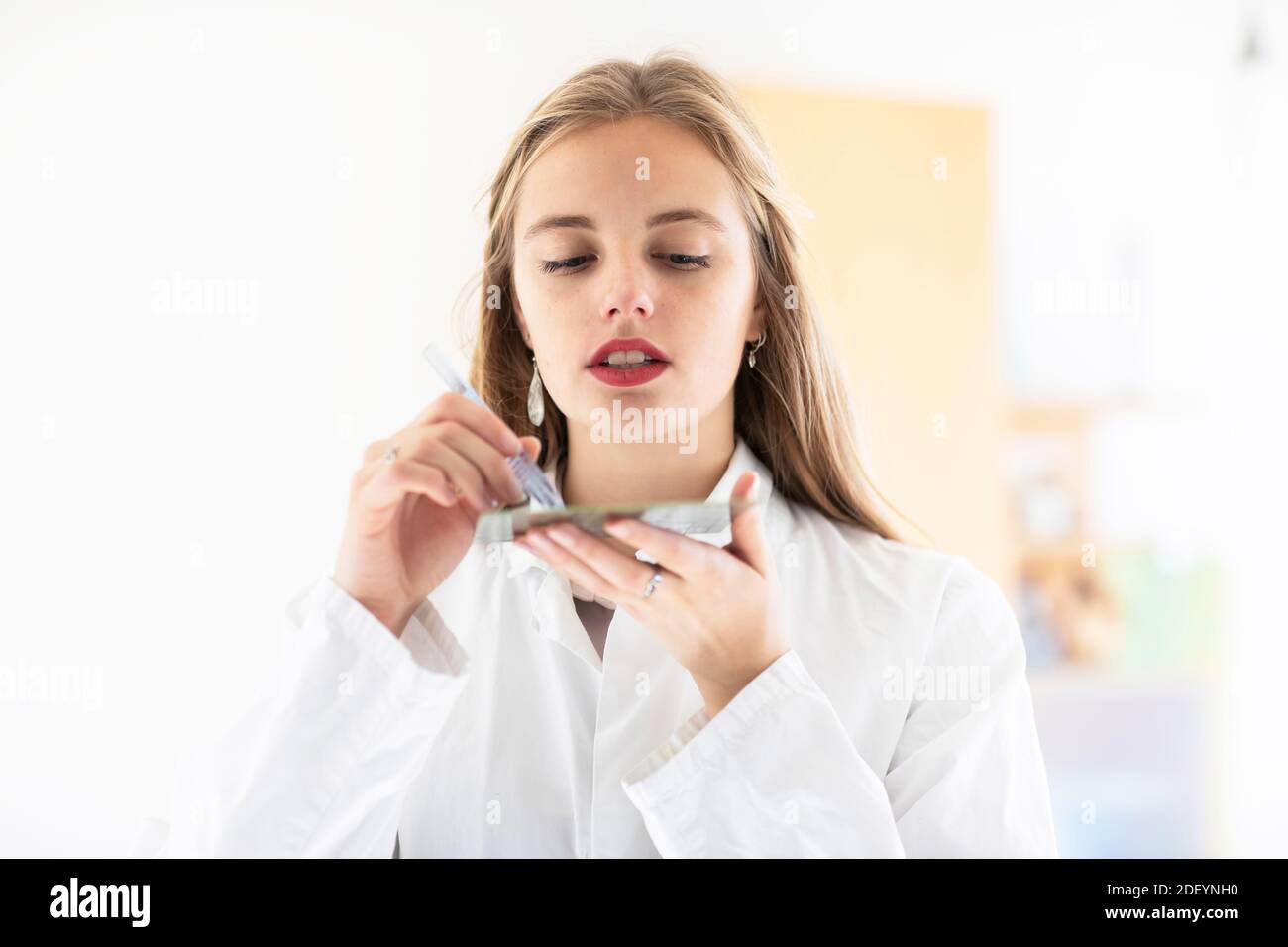 young student learning a technical method Stock Photo - Alamy