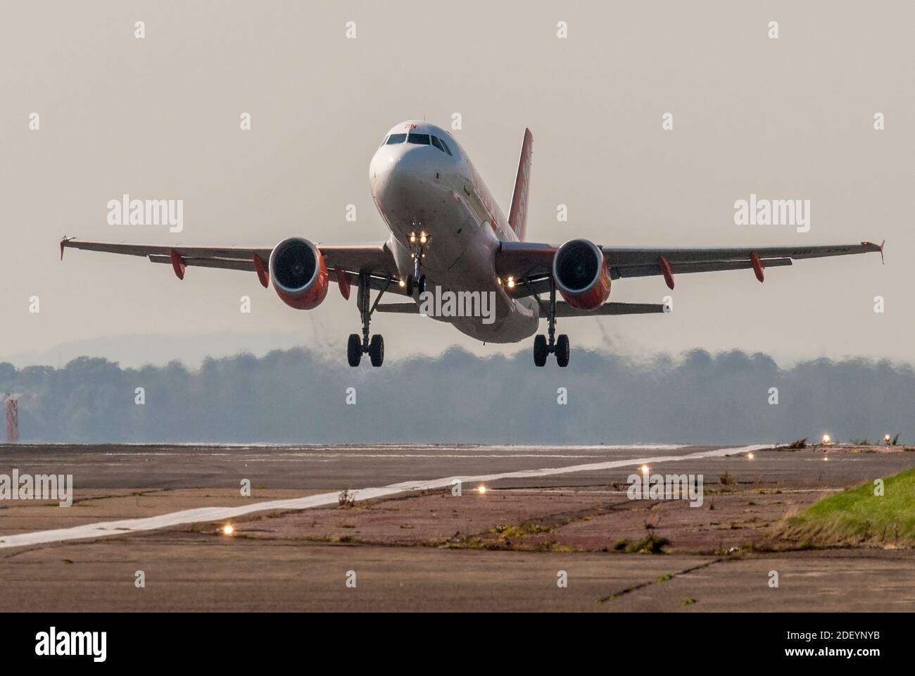 Airplane aeroplane jet plane Easyjet Airbus takes off Stock Photo - Alamy