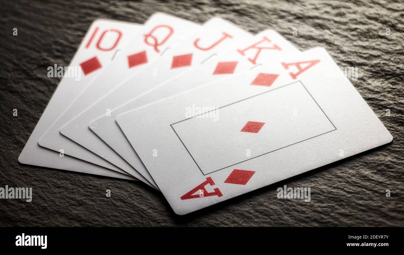 Royal Flush on a black background, a very rare poker hand Stock Photo ...