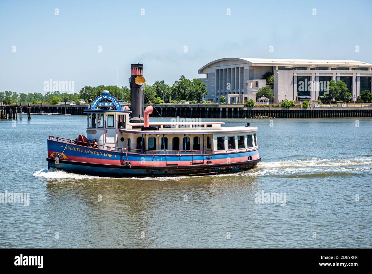 Savannah, USA - May 11, 2018: River in Georgia famous southern town ...
