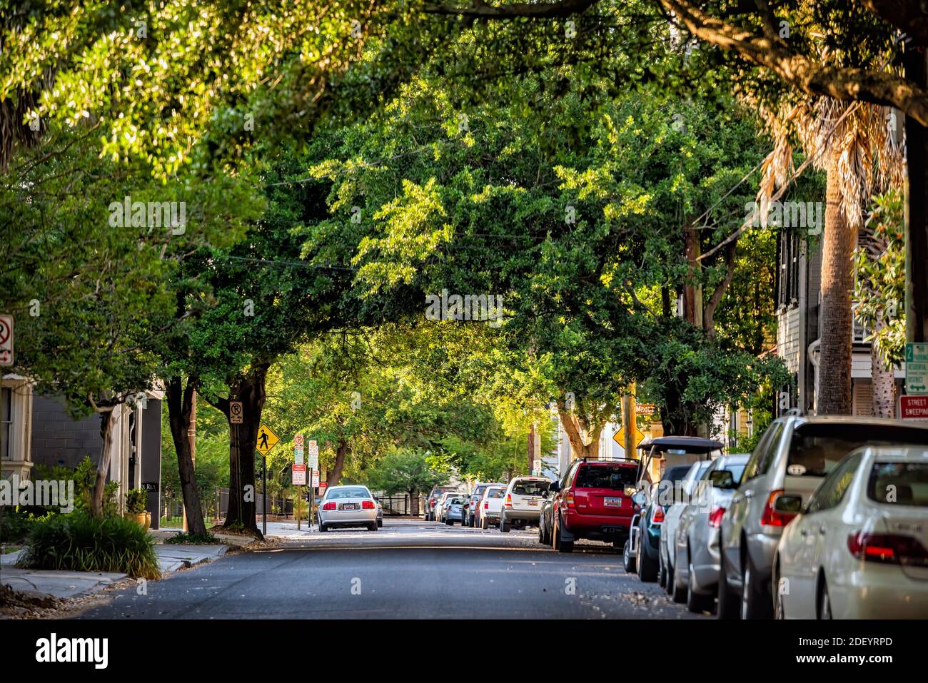 Charleston, USA - May 12, 2018: Downtown city street in South Carolina ...
