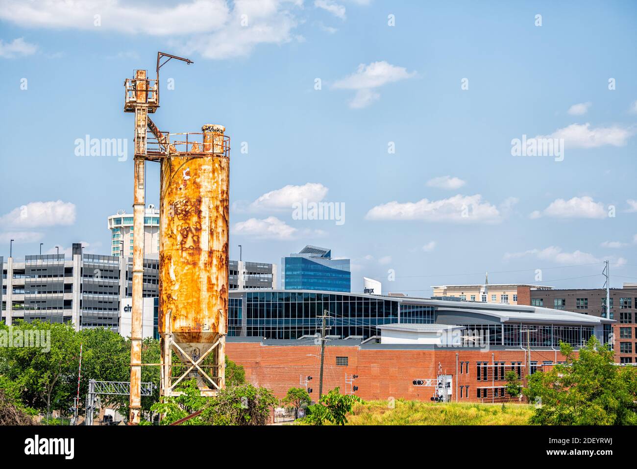 Raleigh, USA - May 13, 2018: Downtown North Carolina city cityscape ...
