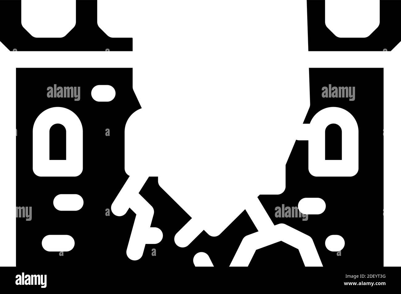destroyed wall of castle glyph icon vector illustration Stock Vector ...