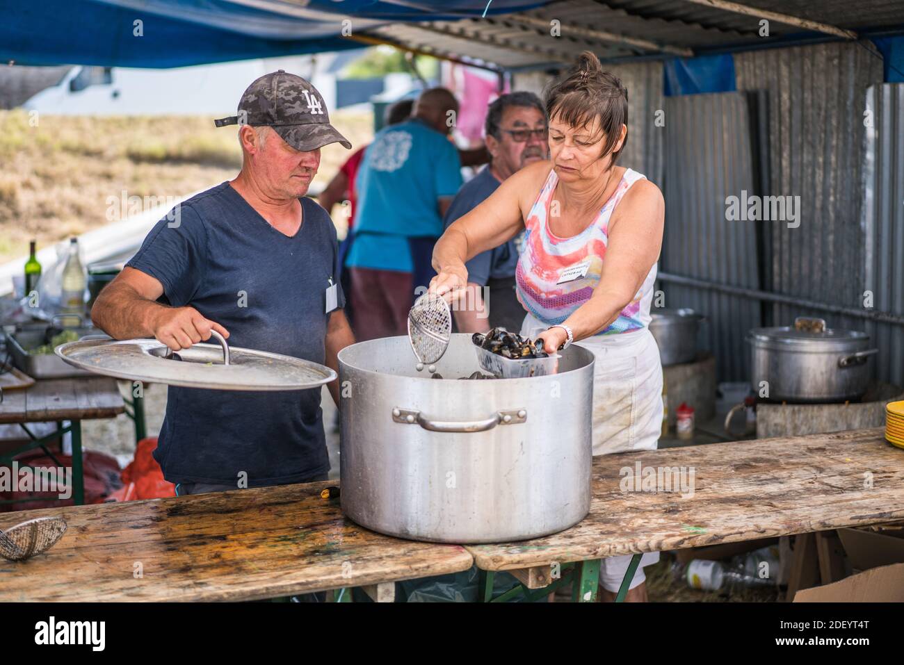 Local people at festival of the mussels in the Vilde La Marine, near of ...