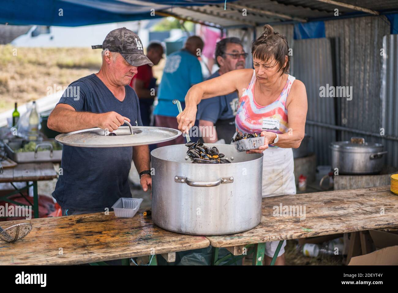 Local people dancing at festival of the mussels in the Vilde La Marine ...