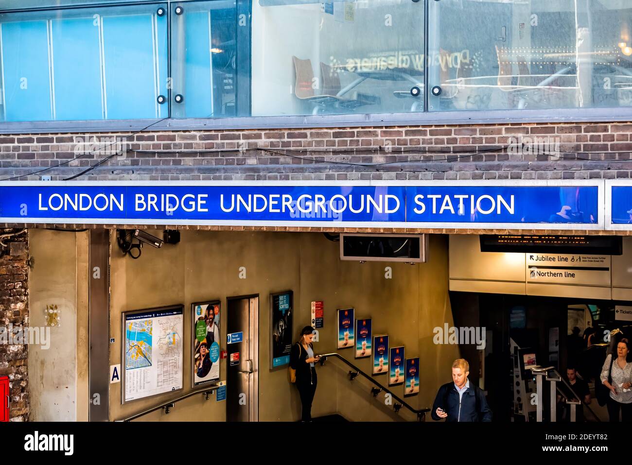 London, UK - June 22, 2018: Underground tube metro with people ...