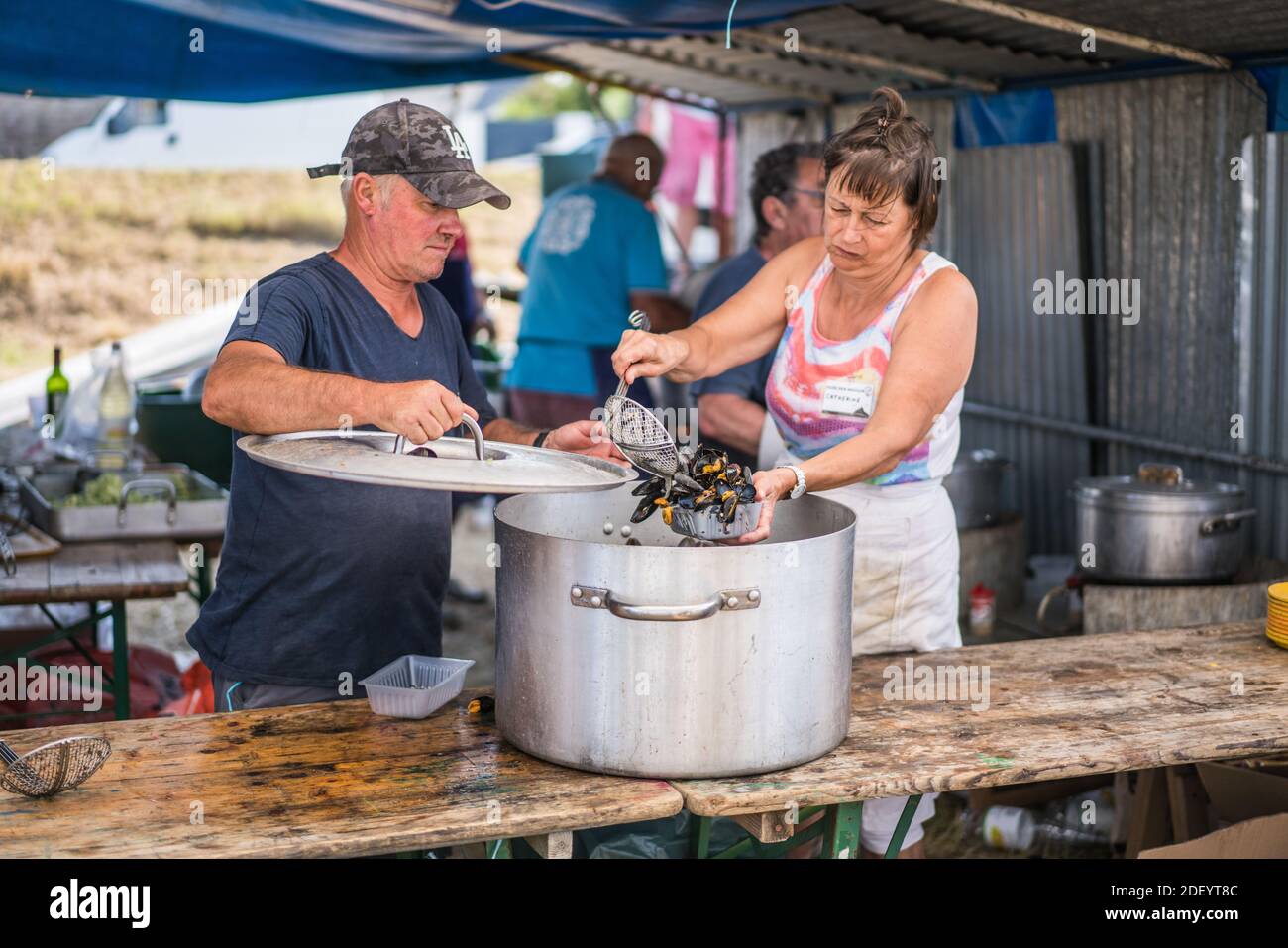Local people dancing at festival of the mussels in the Vilde La Marine ...