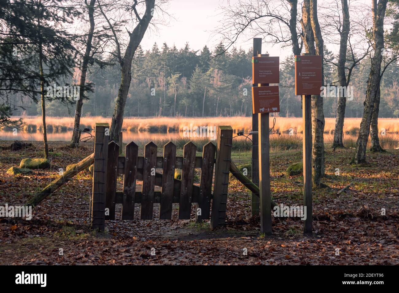 Entrance to a nature reserve in Gieten-Borger, The Netherlands in the ...
