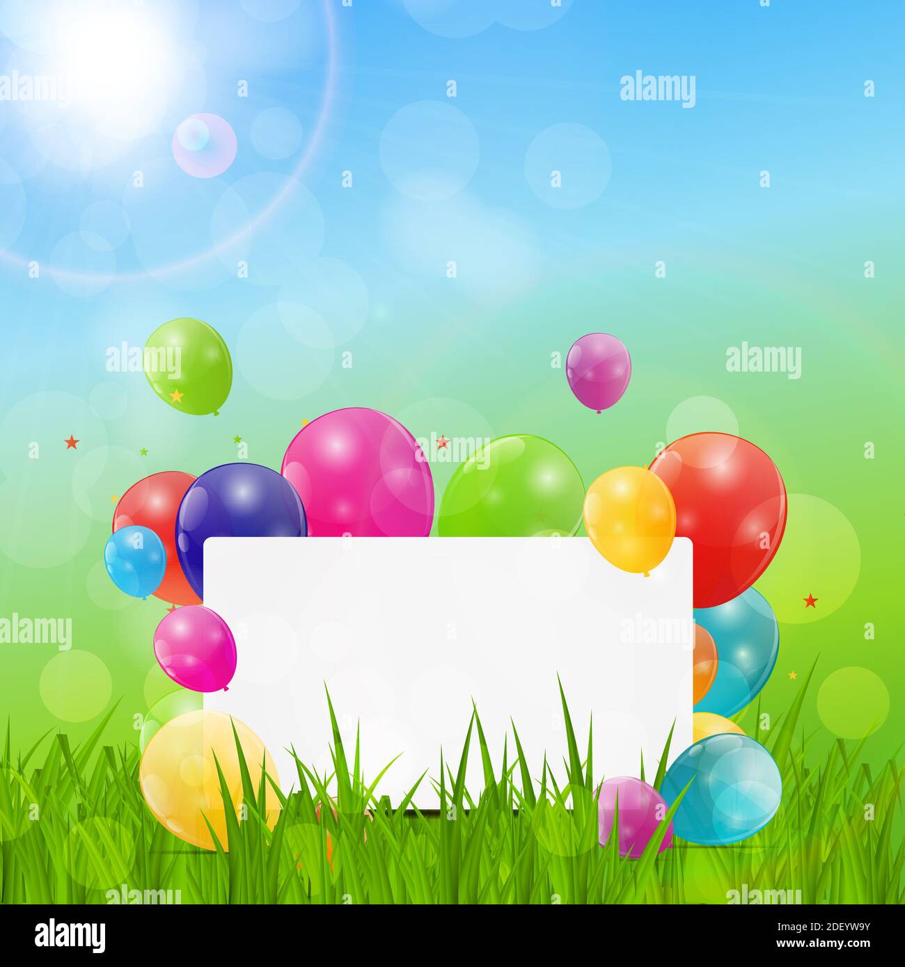 Color Glossy Balloons Birthday Card Background Illustration Stock Photo ...