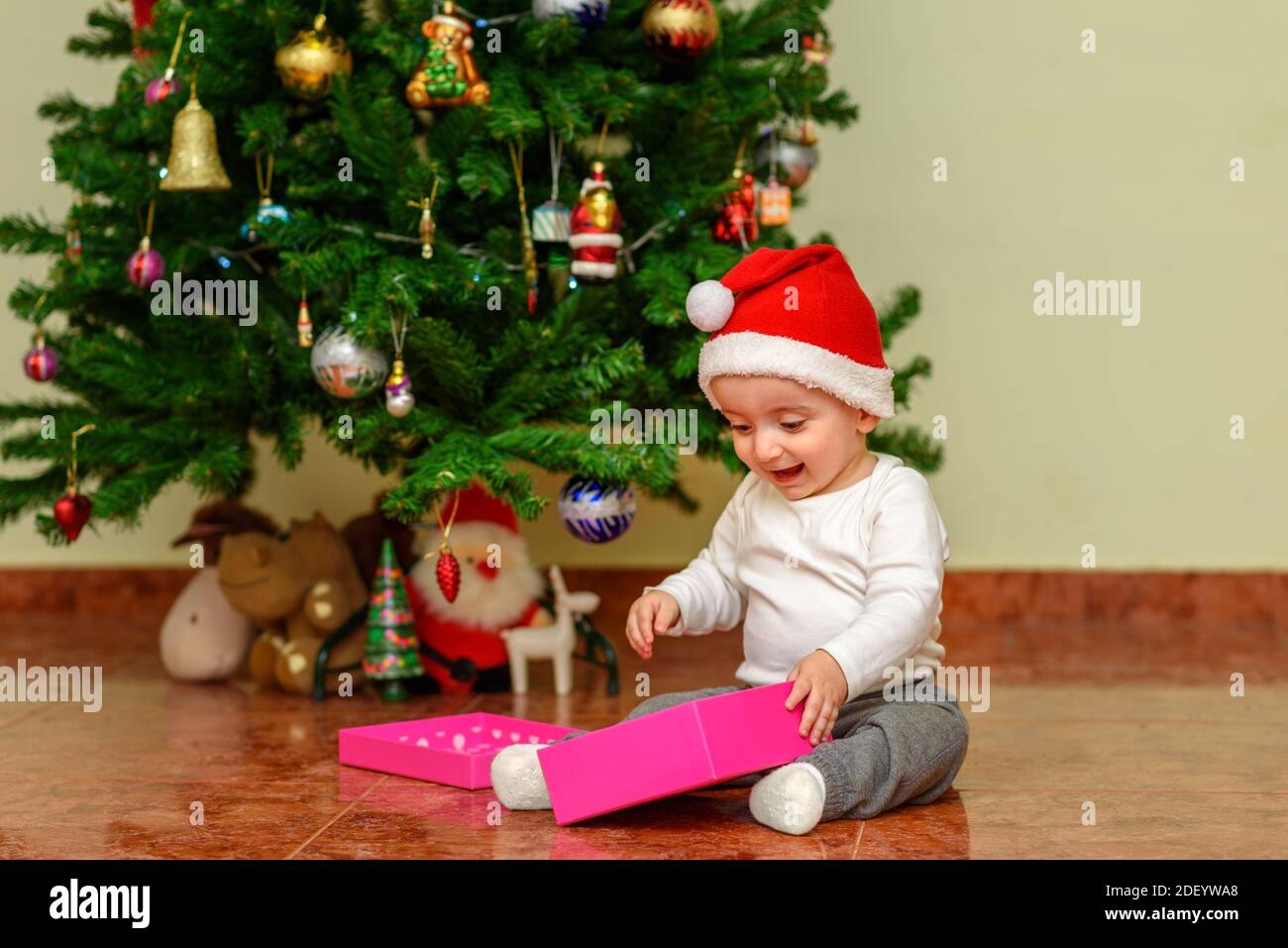 Surprised Child At Christmas