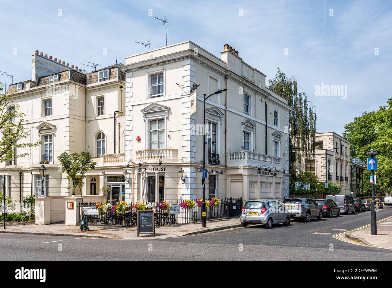London, UK - June 24, 2018: Westbourne Delamere terrace street road ...