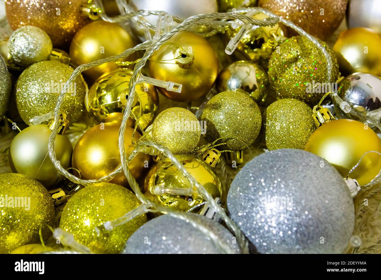 christmas background with bubbles, colorful christmas lights, christmas ...