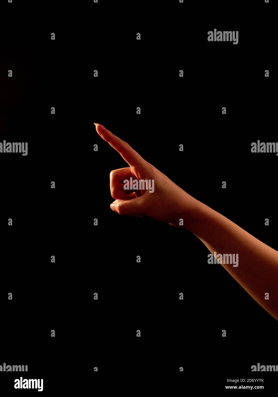 Hand gesture -pointing at something upwards Stock Photo - Alamy