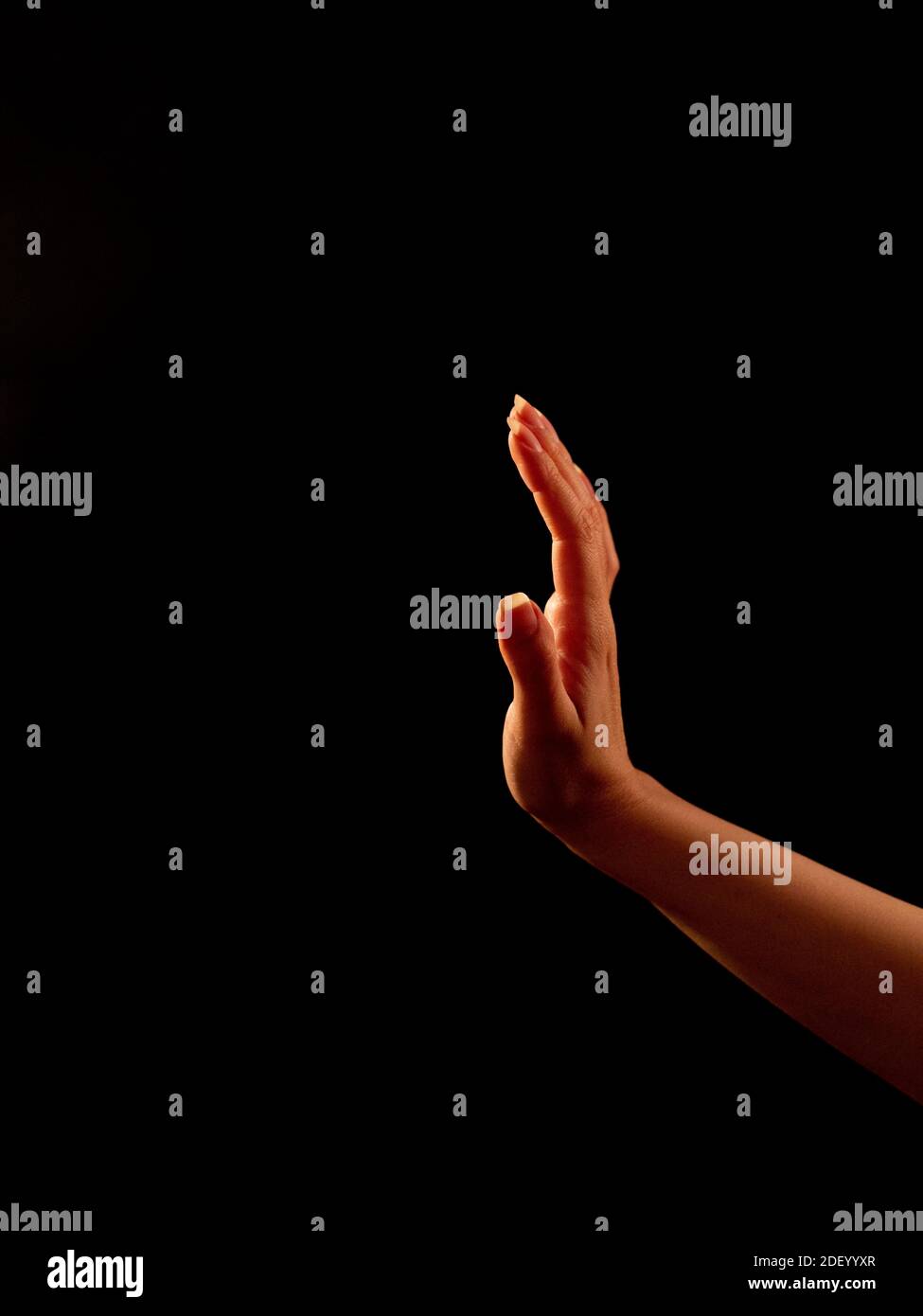 Hand gesture -blocking or no thank you Stock Photo - Alamy