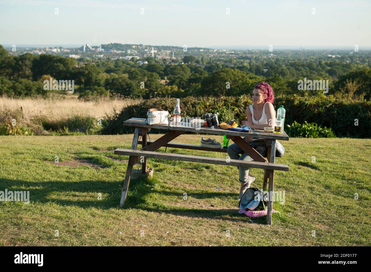 People enjoying evening sun at Harrow View Point Stock Photo - Alamy