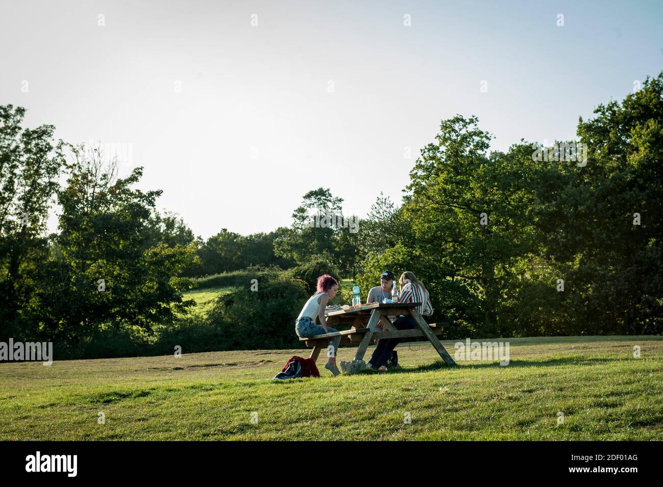 People enjoying evening sun at Harrow View Point Stock Photo - Alamy