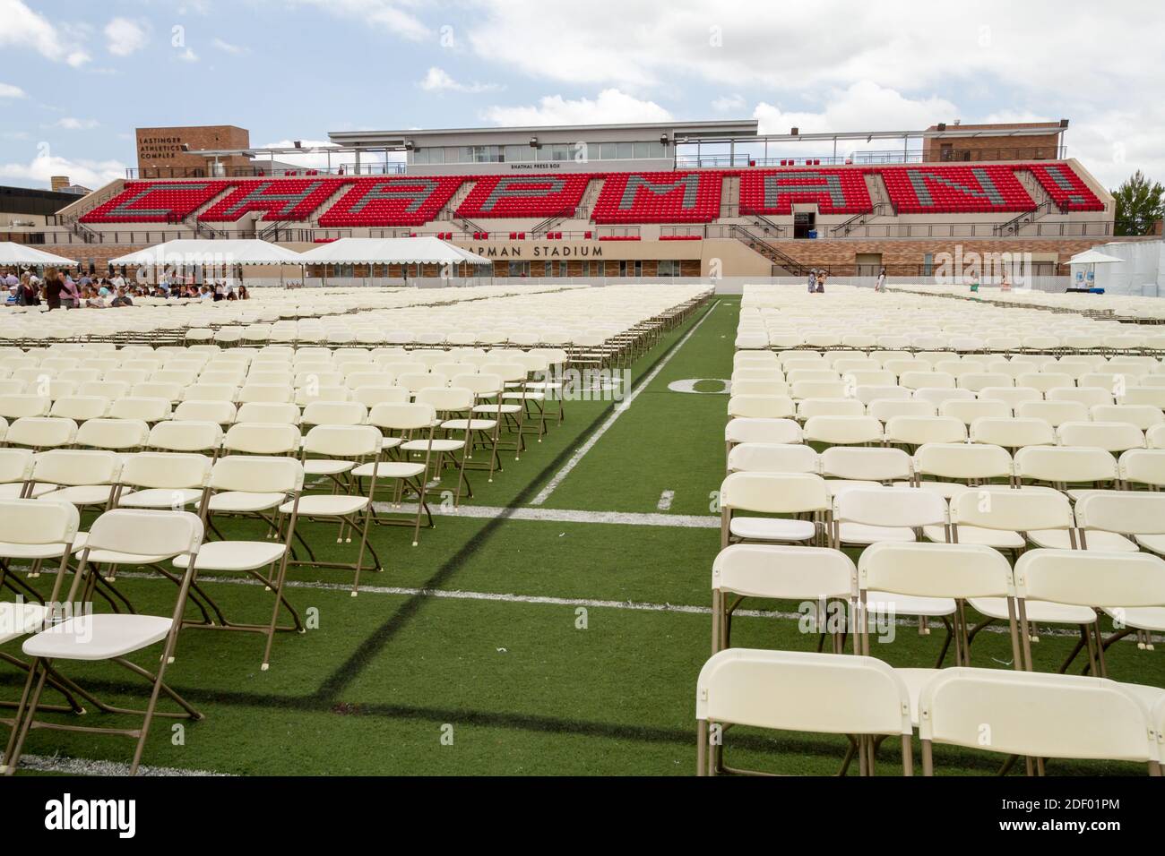 Stadium Graduation - Chairs positioned for the arrival of commencement ...