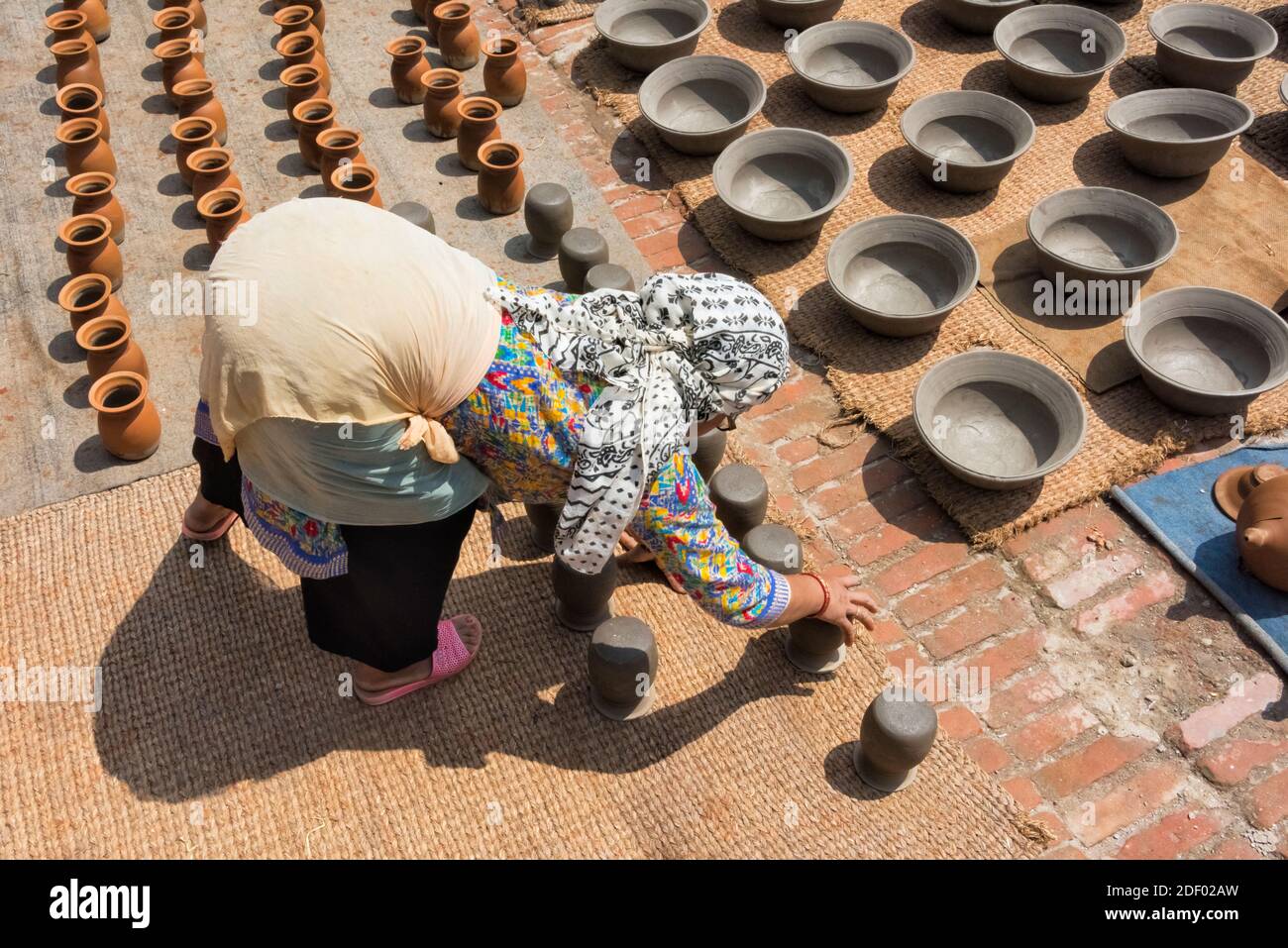 Drying pottery, Pottery Square, Bhaktapur, Nepal Stock Photo - Alamy