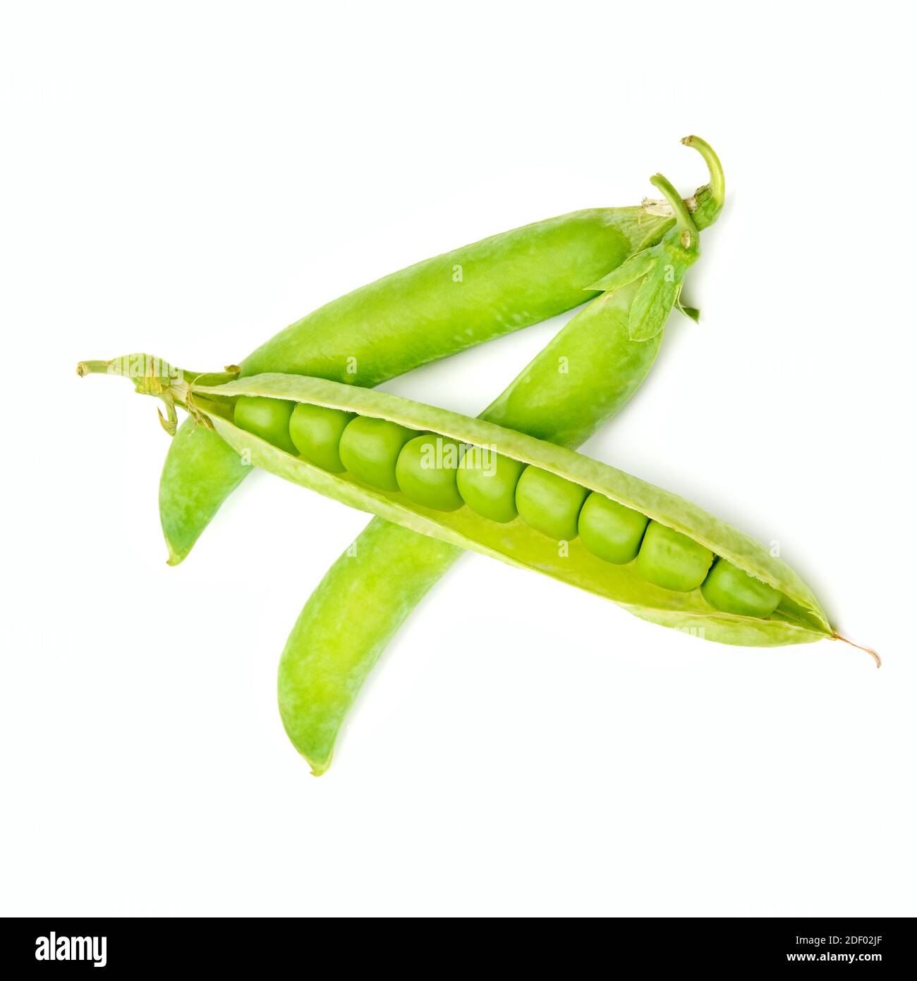 Green pea pods isolated on white background Stock Photo - Alamy