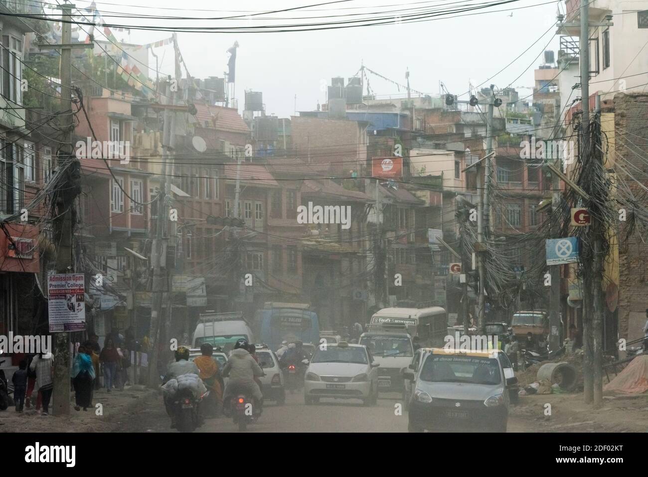 Dusty road with heavy pollution, Kathmandu, Nepal Stock Photo - Alamy