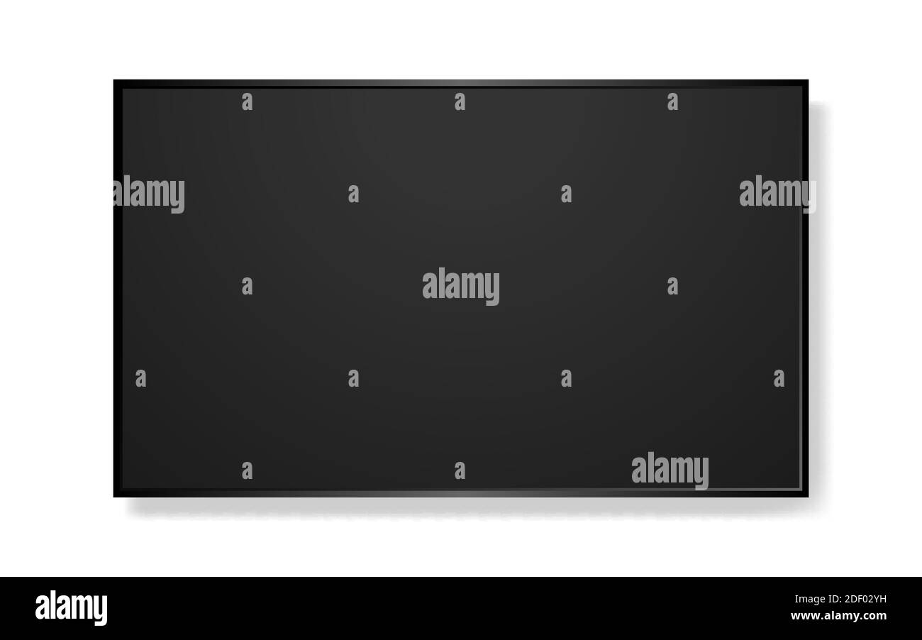 Realistic TV screen blank on white backdrop. Television mockup ...