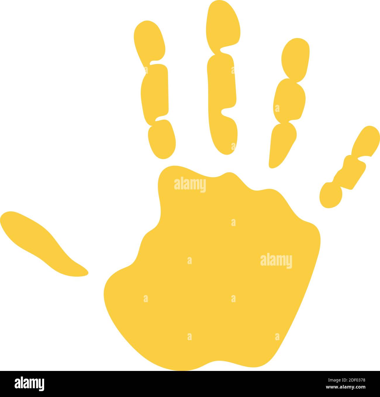 gold silhouette with one hand and five fingers on white background ...