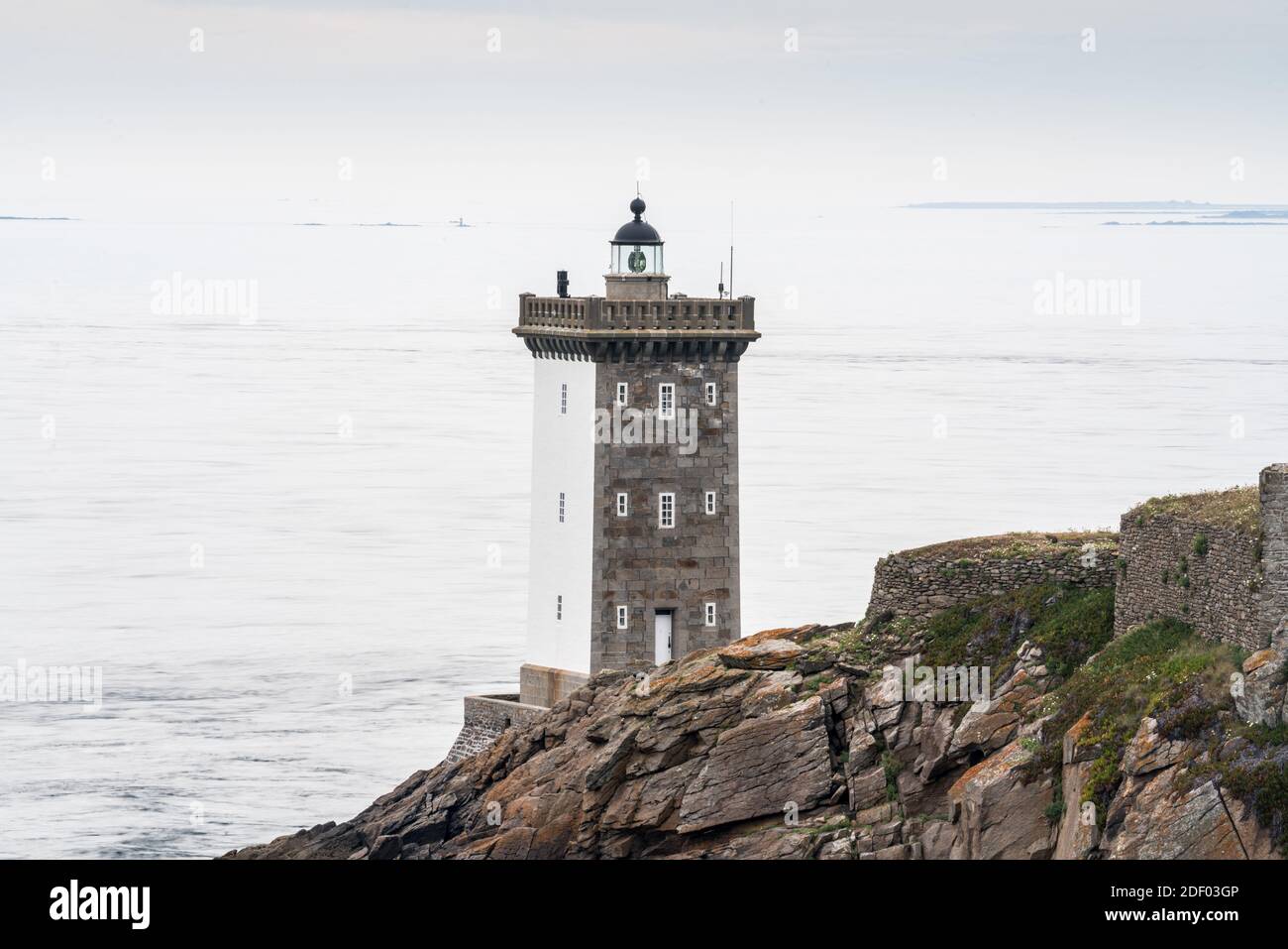 General view of the Kermorvan lighthouse, Brittany, France, Europe ...