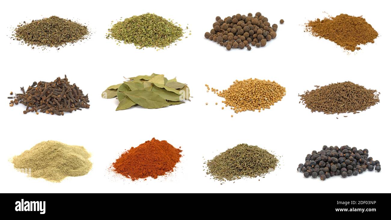 Various spices in a collage Stock Photo - Alamy