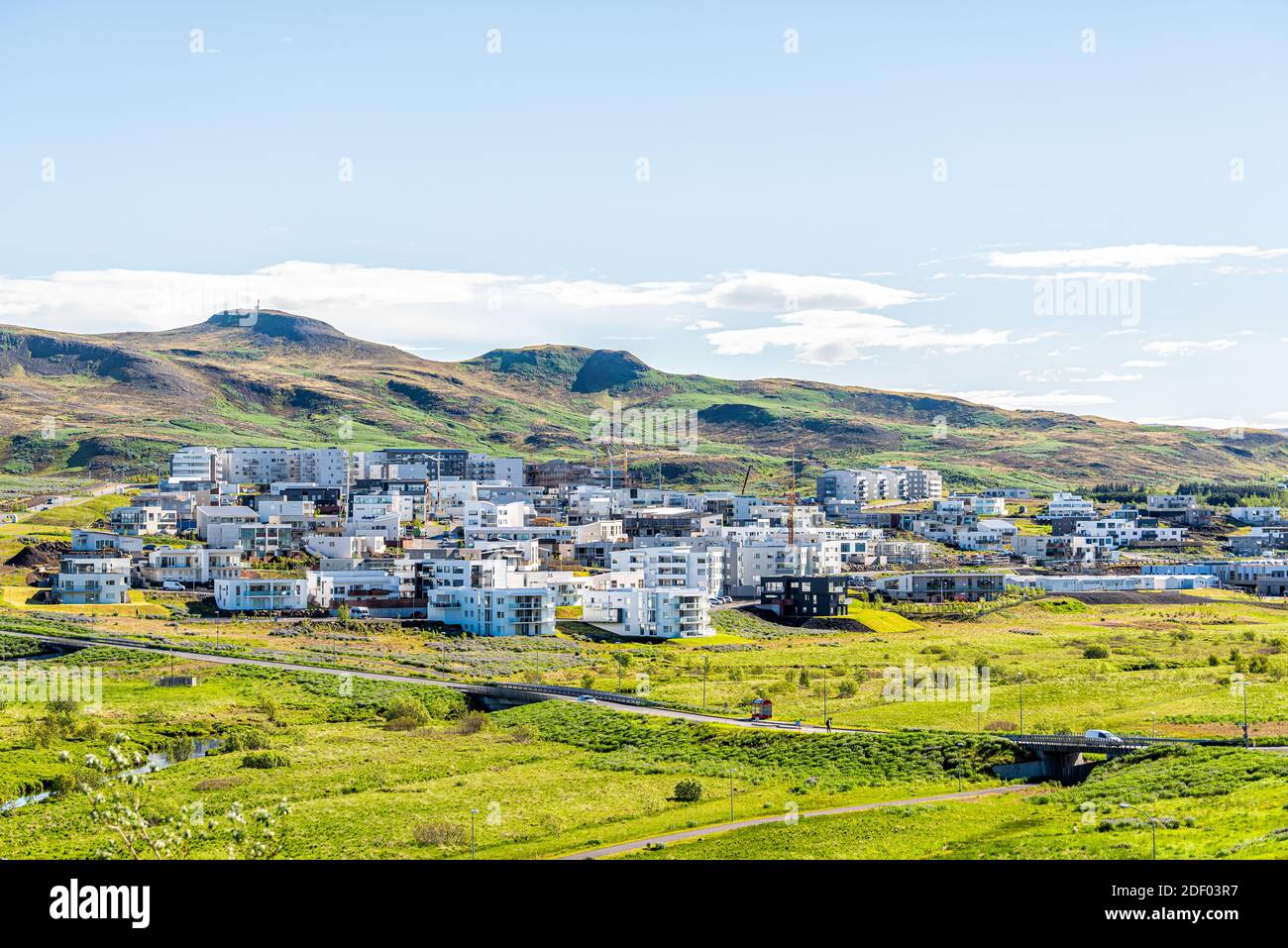 Aerial cityscape of suburbs residential neighborhood district in ...
