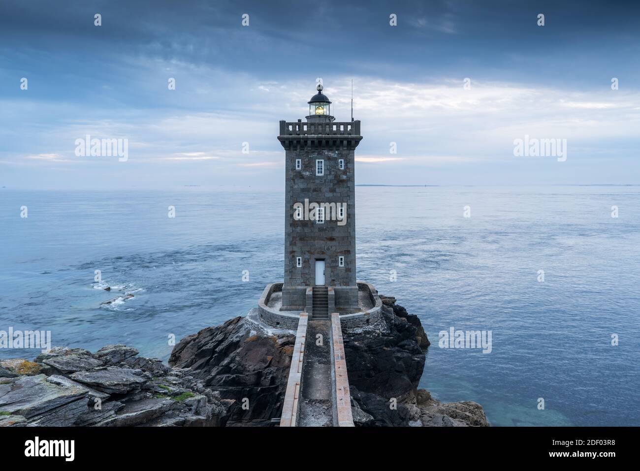 General view of the Kermorvan lighthouse, Brittany, France, Europe ...