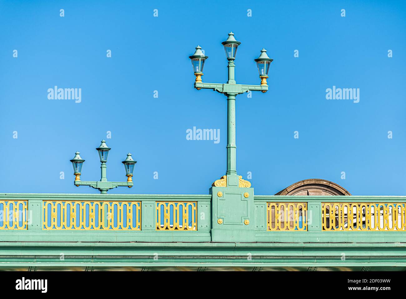 Lamp lamppost on Southwark Bridge with road crossing Thames river in ...