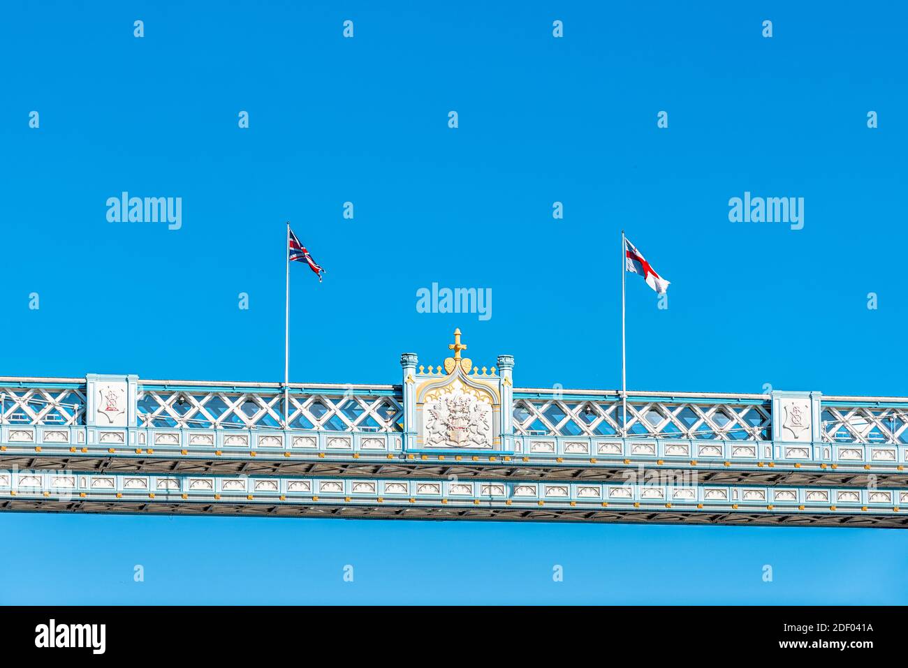 London UK coat of arms emblem architecture of city tower bridge with ...