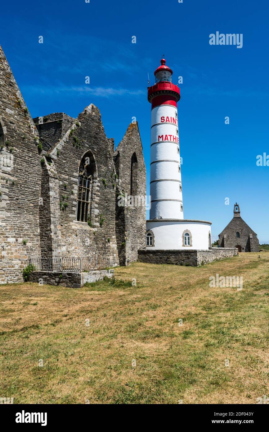 Exterior of the Saint-Mathieu lighthouse, Brittany, France, Europe ...